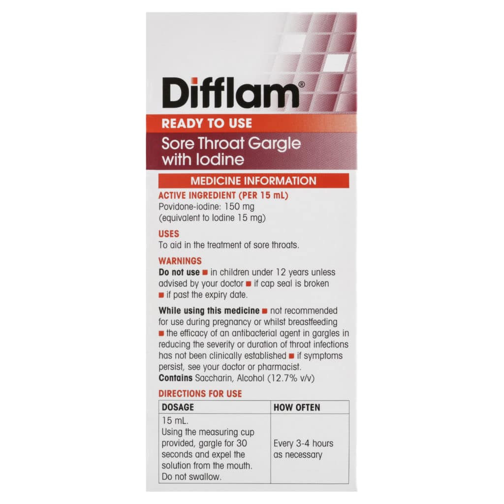 Difflam Ready to Use Sore Throat Gargle with Iodine - Difflam